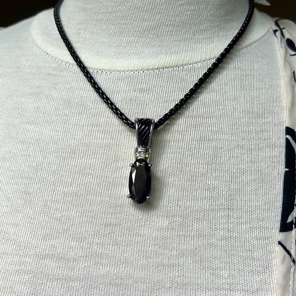 Jewelry | Designer Inspired Beveled Onyx Cz Black Rope Drop On Black ...